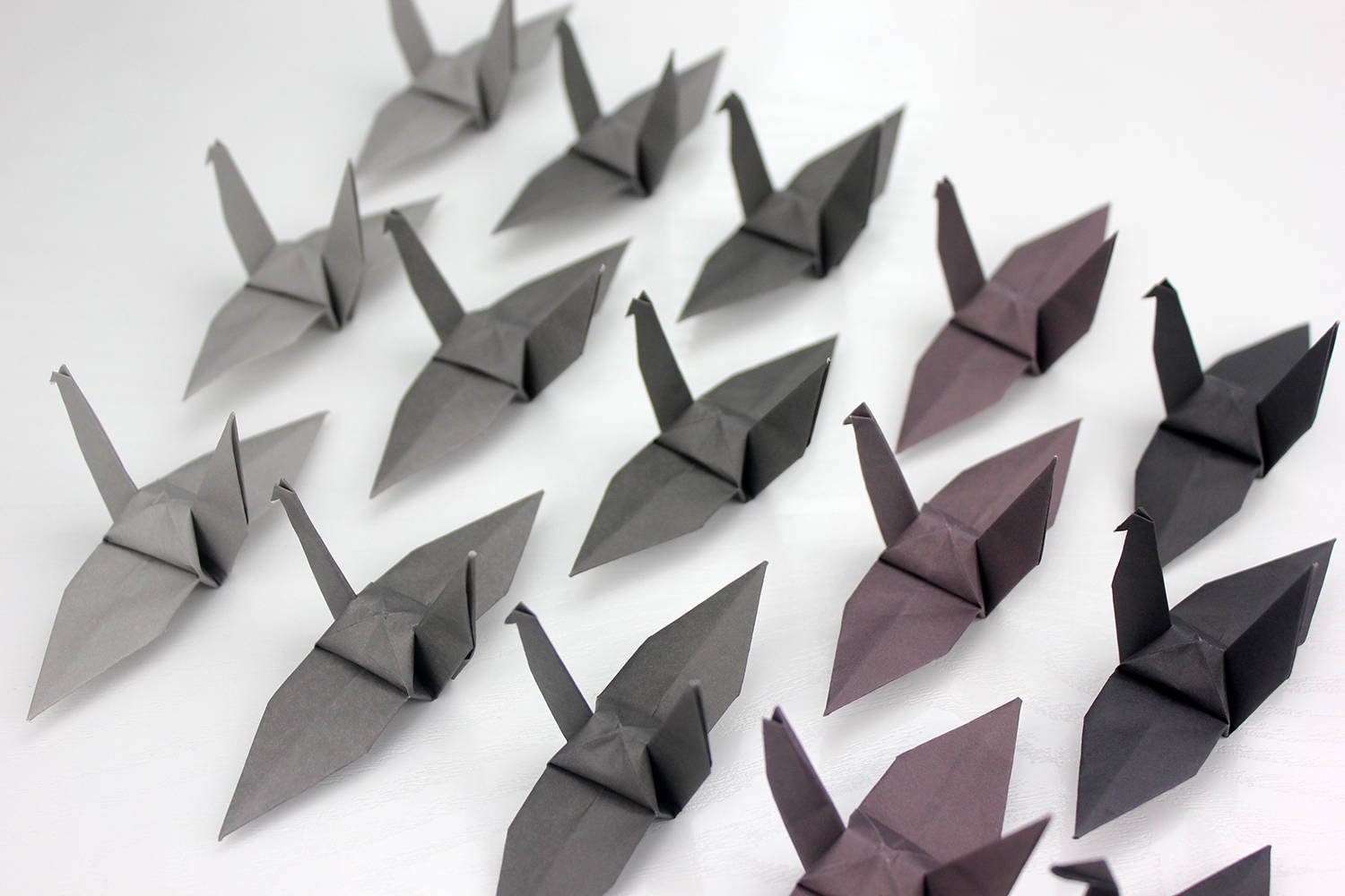 1000 Gray Origami Crane Large Paper Bird Grey Shades Color Cranes for ...