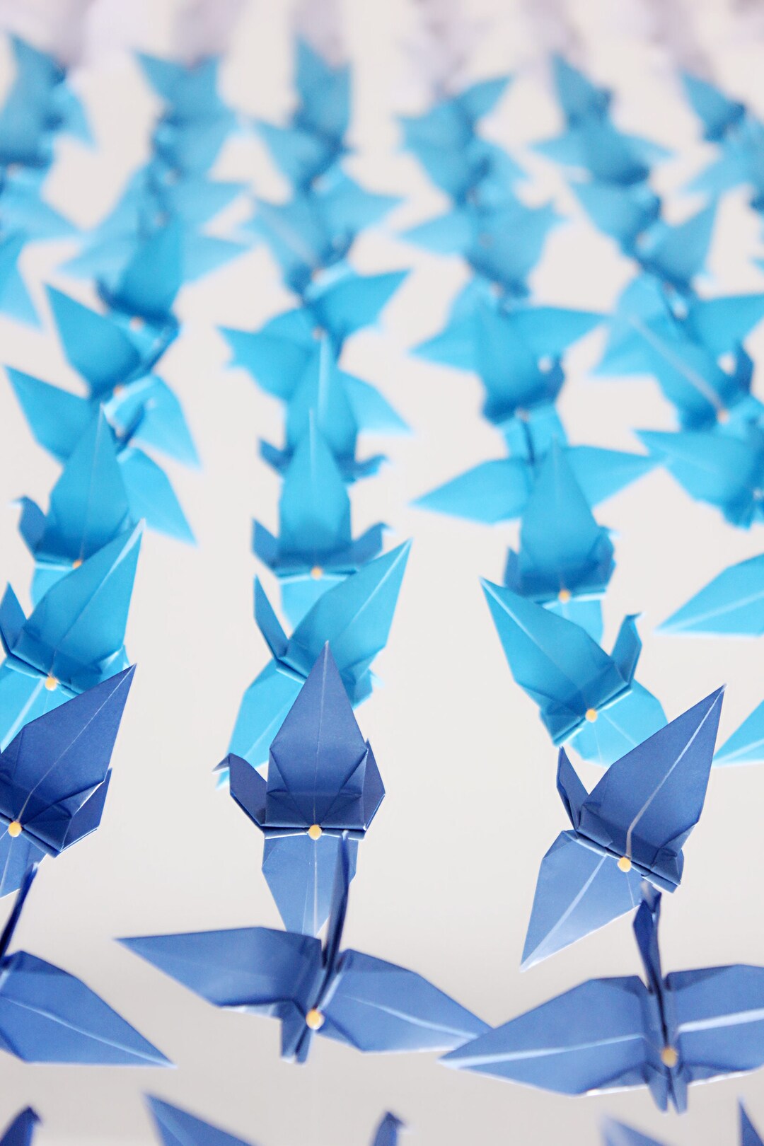 Origami Crane Backdrop: 200 Blue Shades Paper Birds Mobile - Etsy