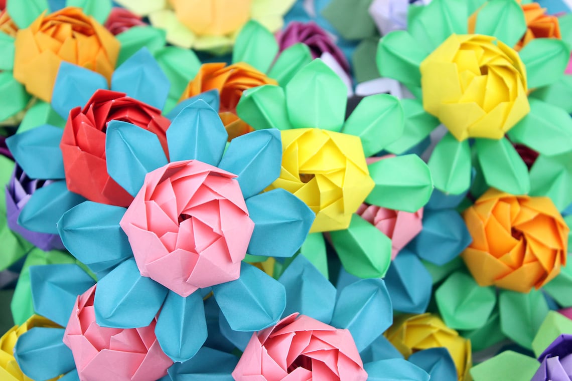 30 Origami Lotus Paper Flower Waterlily Handmade Colorful Blossom Table ...