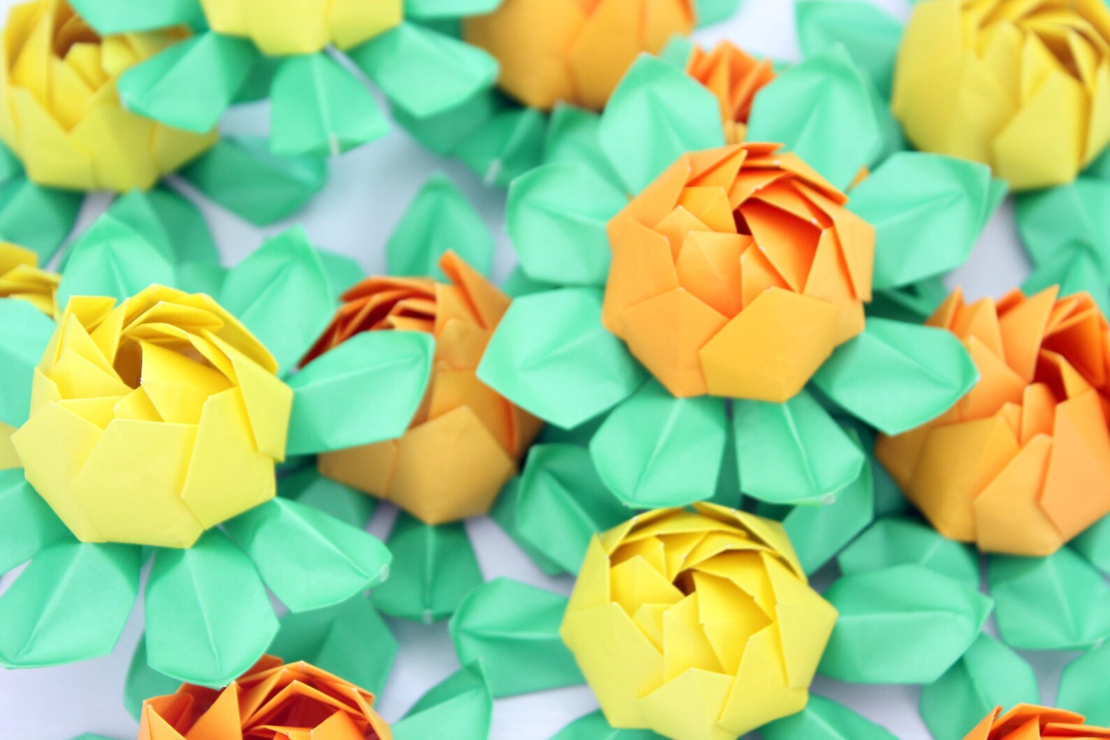 30 Origami Lotus Paper Flower Waterlily Handmade Colorful Blossom Table ...
