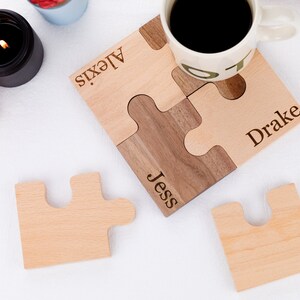Personalised Wood Puzzle Coaster Cup Pad Wood Coaster Puzzle Coaster ...