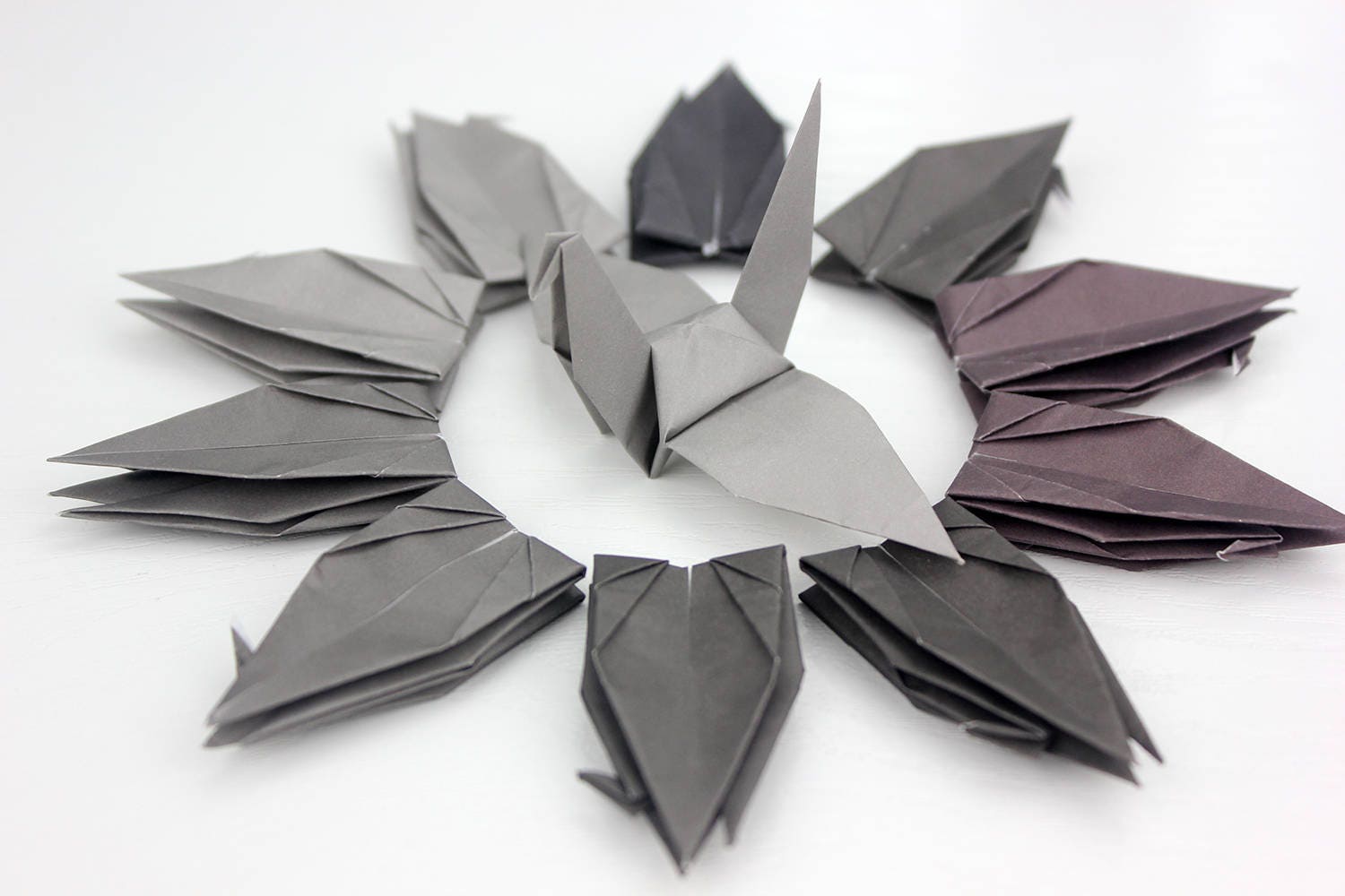 100 Gray Origami Crane Chiyogami Paper Grey Shades Color Cranes for ...