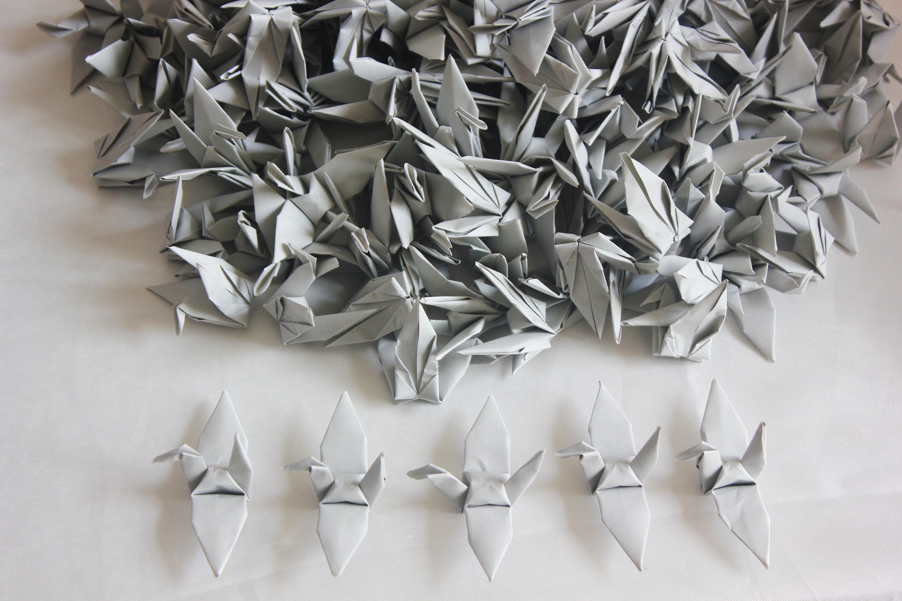 100 Gray Origami Crane Chiyogami Paper Handmade Grey Birds for - Etsy