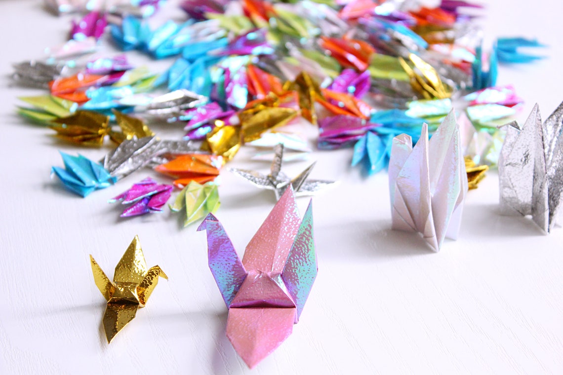 SALE 1000 Origami Metallic Paper Crane Gold Silver Mixture - Etsy
