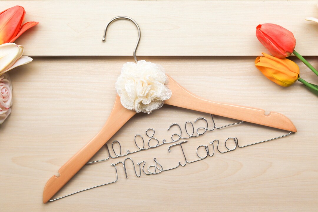 Personalized Wedding Dress Hanger: Rustic Flower Wire Bridal Hanger - Etsy