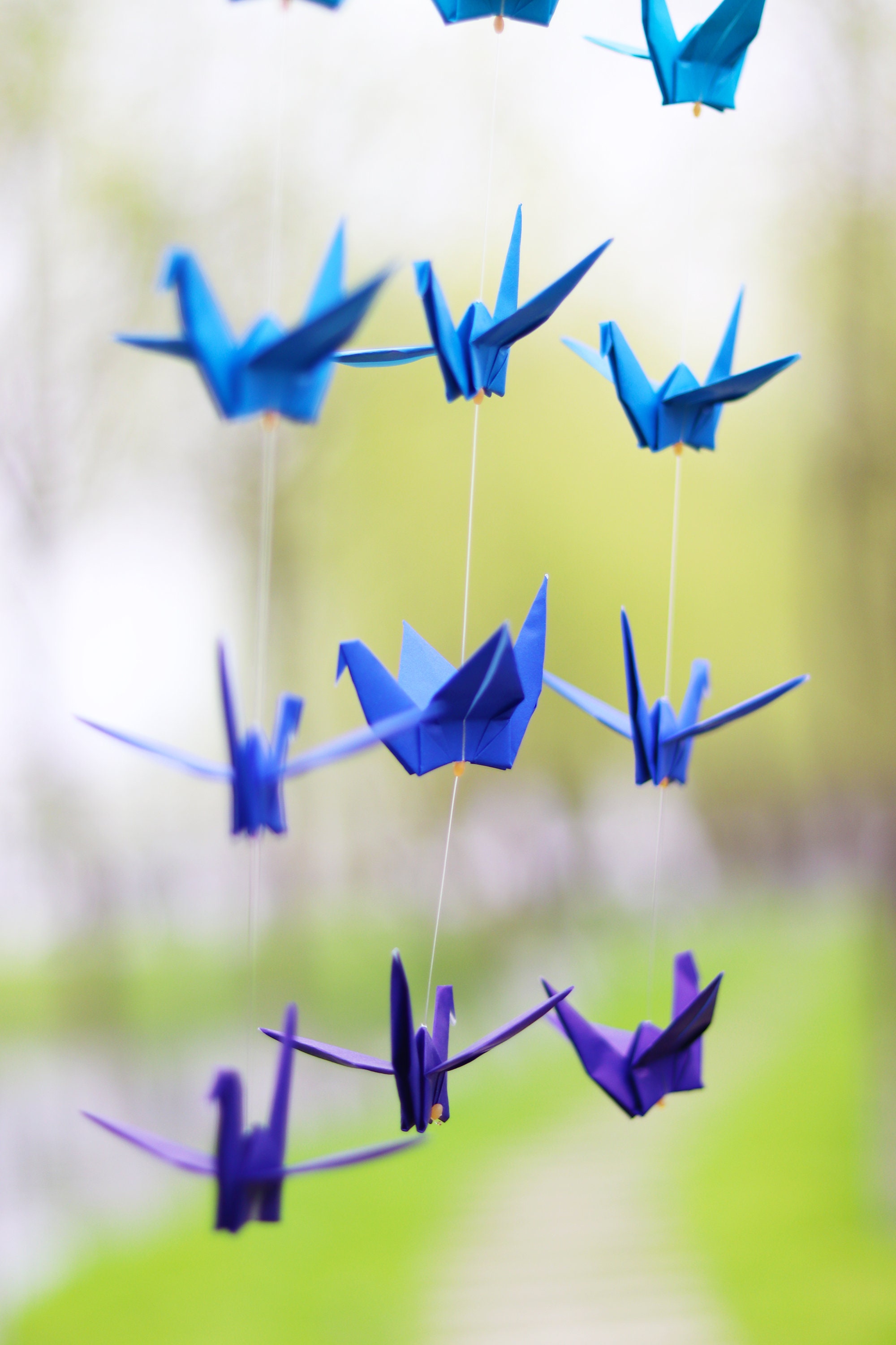 Baby Crib Mobile Gift Origami Paper Crane Shades Color Cot - Etsy