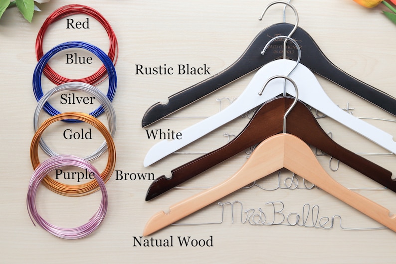 Personalized Wedding Hangers Set: Custom Name Wooden Hanger, Bridal ...