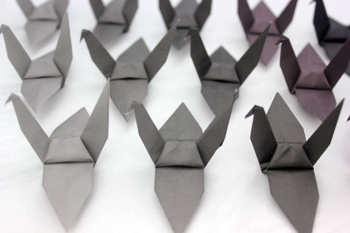 1000 Gray Origami Crane Large Paper Bird Grey Shades Color - Etsy