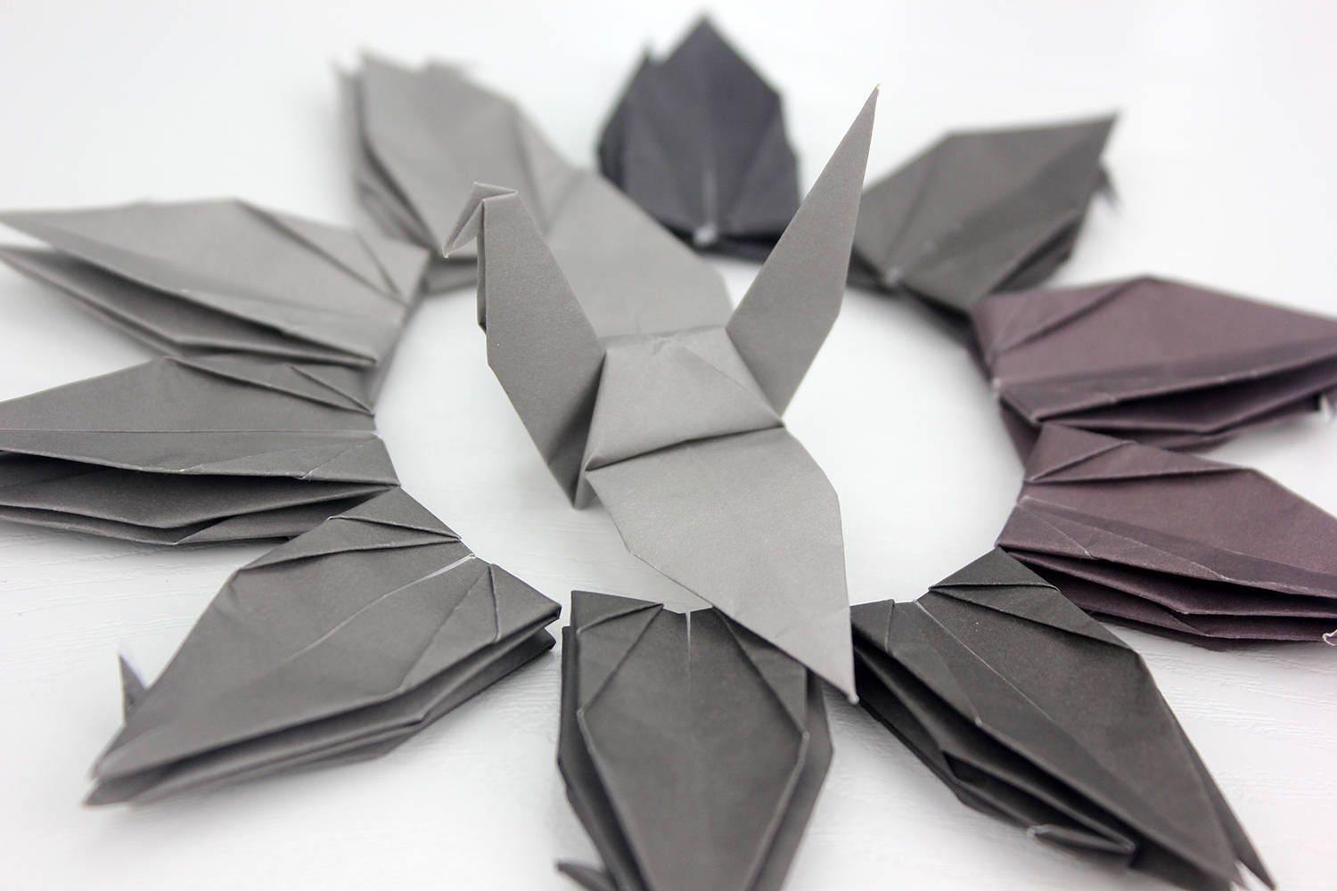 1000 Gray Origami Crane Large Paper Bird Grey Shades Color Cranes for ...