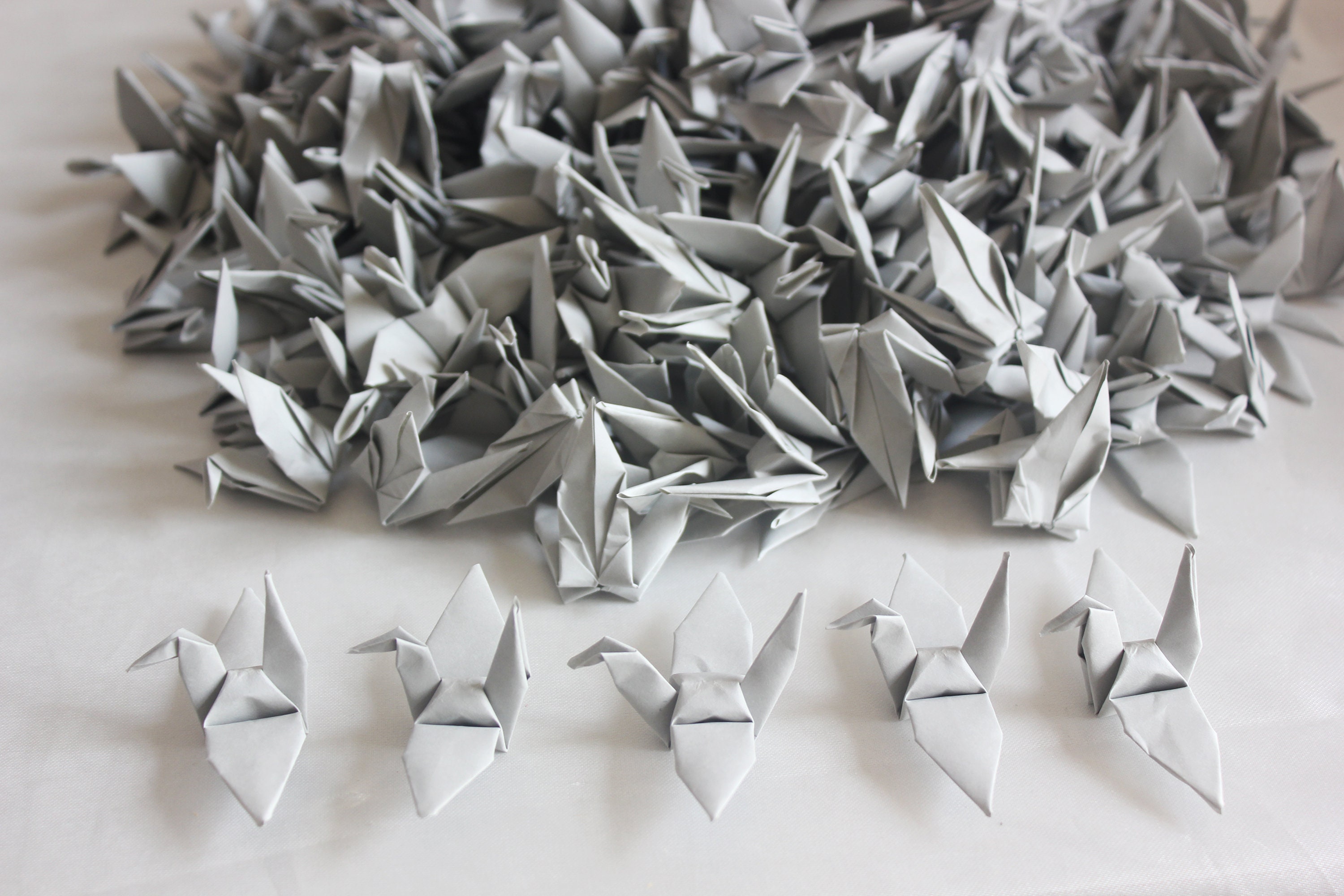 100 Gray Origami Crane Chiyogami Paper Handmade Grey Birds for - Etsy