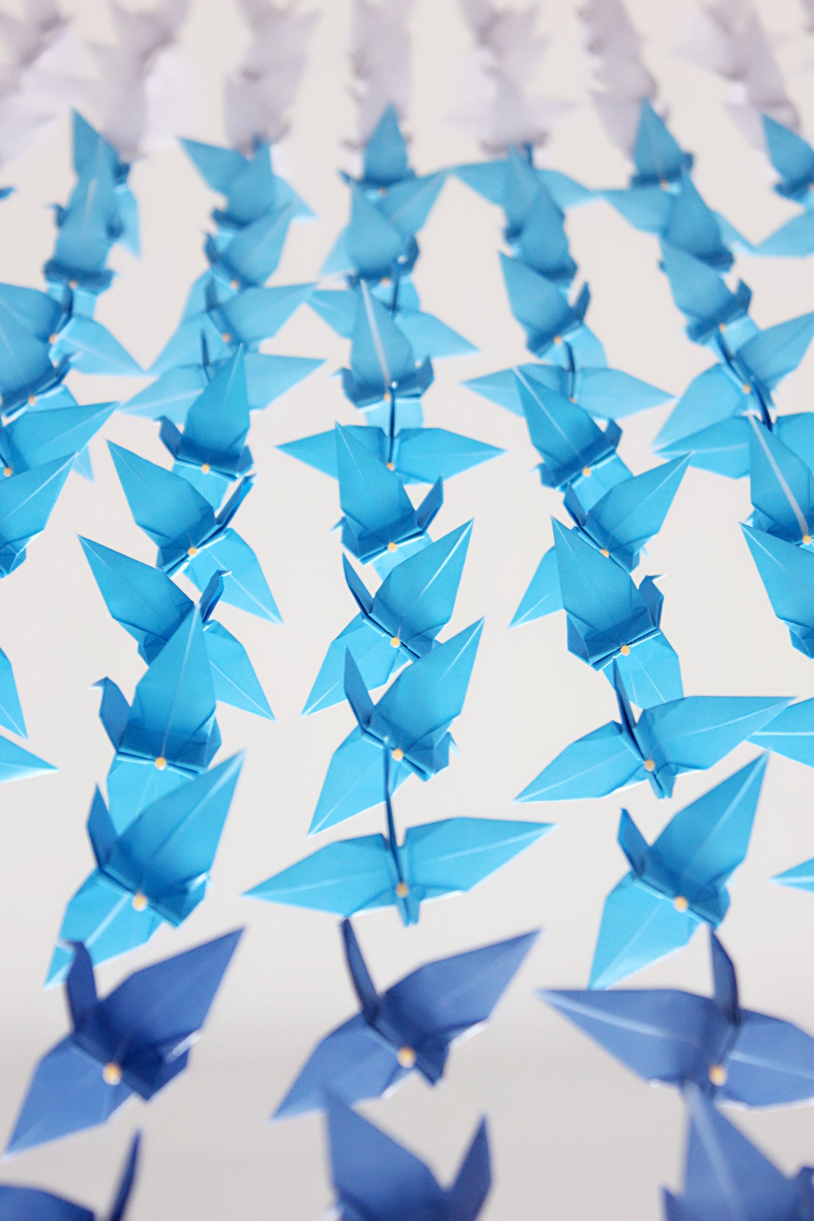 Origami Crane Backdrop: 200 Blue Shades Paper Birds Mobile - Etsy