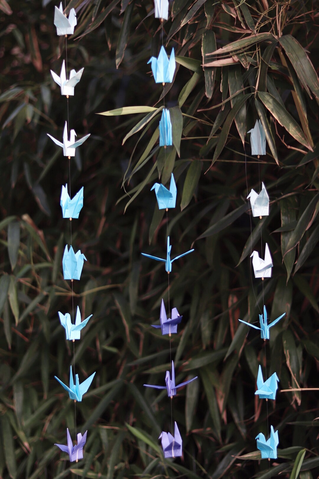 100 Cranes- 10 Strings Strands/ 10 Cranes Each Crane Blue Shade ...