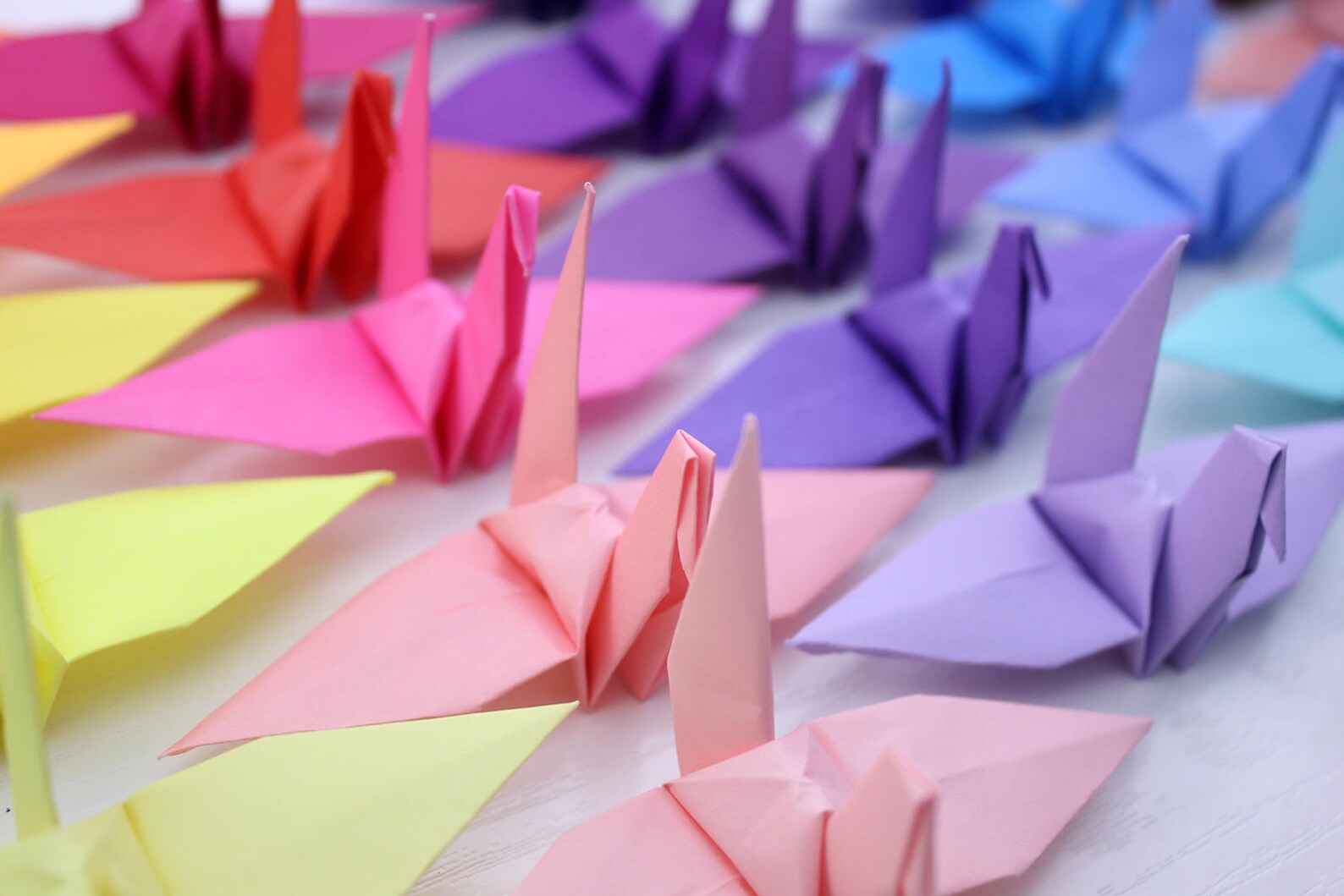 100 Multi Origami Crane Chiyogami Paper Shades Color Cranes for Wedding ...