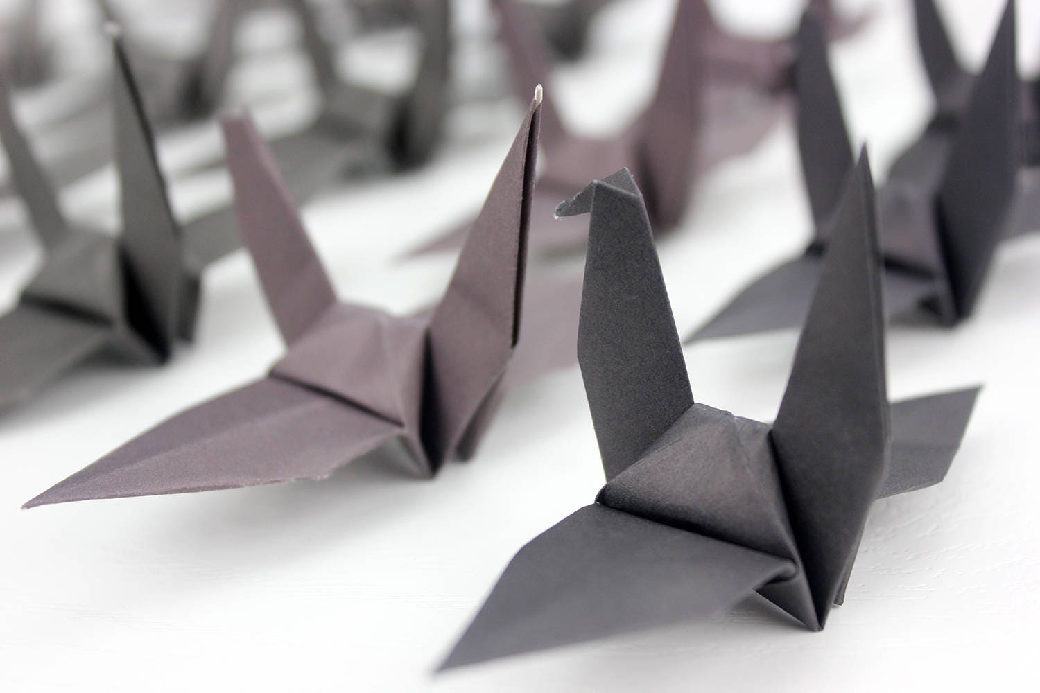 1000 Gray Origami Crane Large Paper Bird Grey Shades Color Cranes for ...