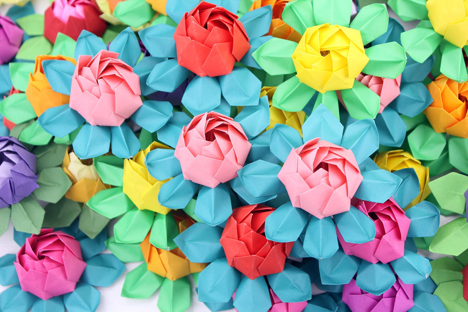 30 Origami Lotus Paper Flower Waterlily Handmade Colorful Blossom Table ...