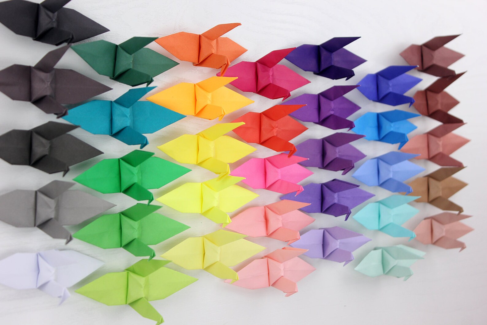 100 Multi Origami Crane Chiyogami Paper Shades Color Cranes for Wedding ...