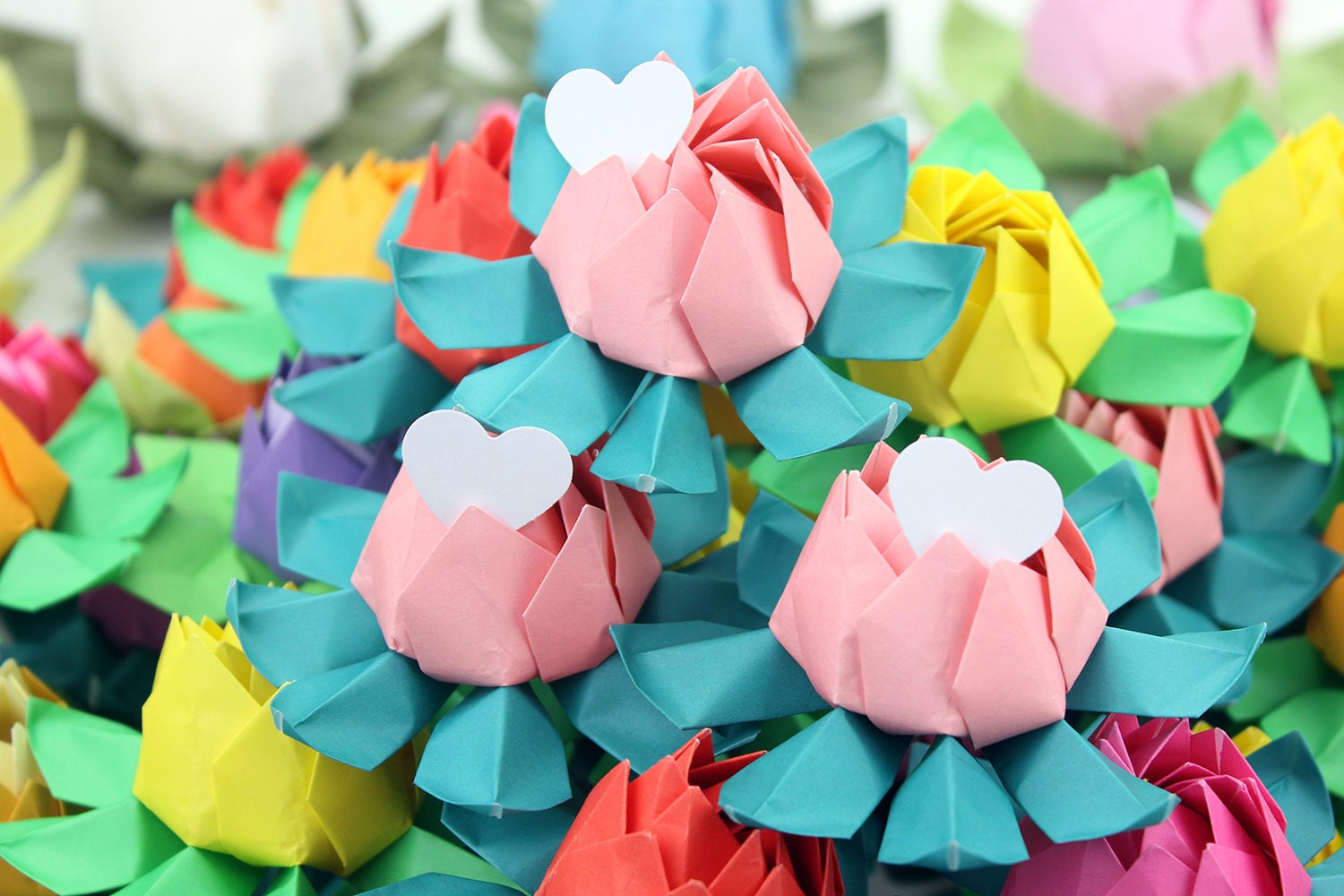 30 Origami Lotus Paper Flower Waterlily Handmade Colorful Blossom Table ...