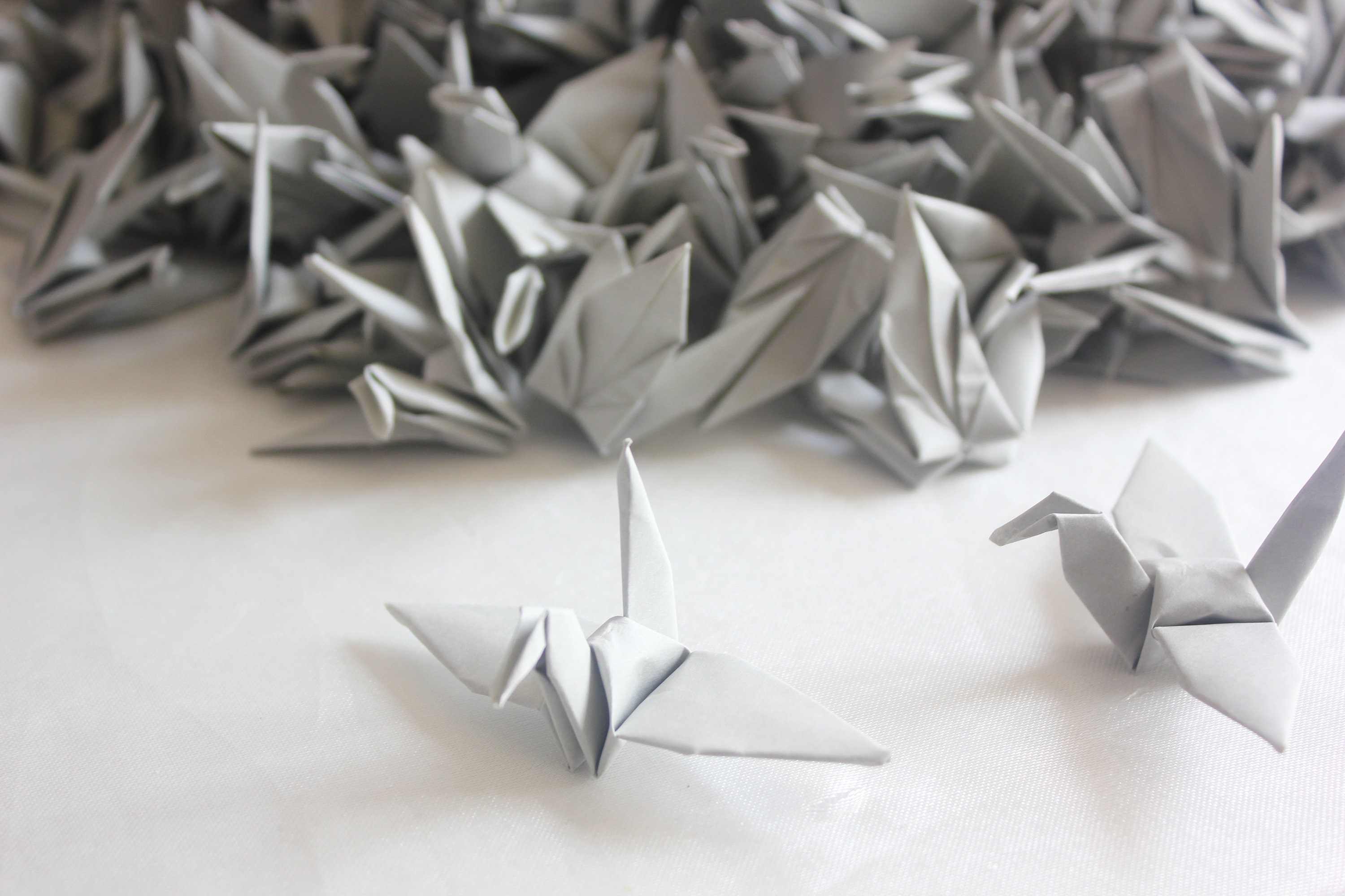 100 Gray Origami Crane Chiyogami Paper Handmade Grey Birds for - Etsy