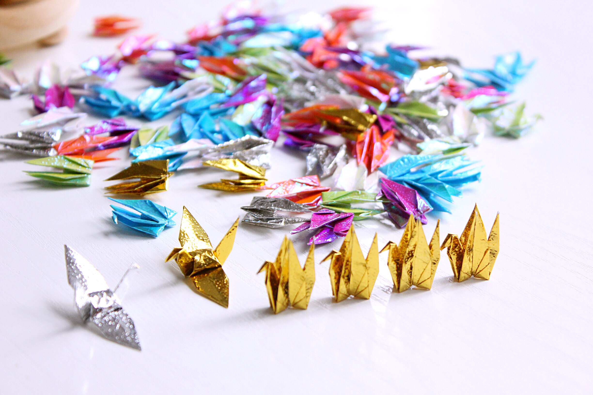 SALE 1000 Origami Metallic Paper Crane Gold Silver Mixture - Etsy