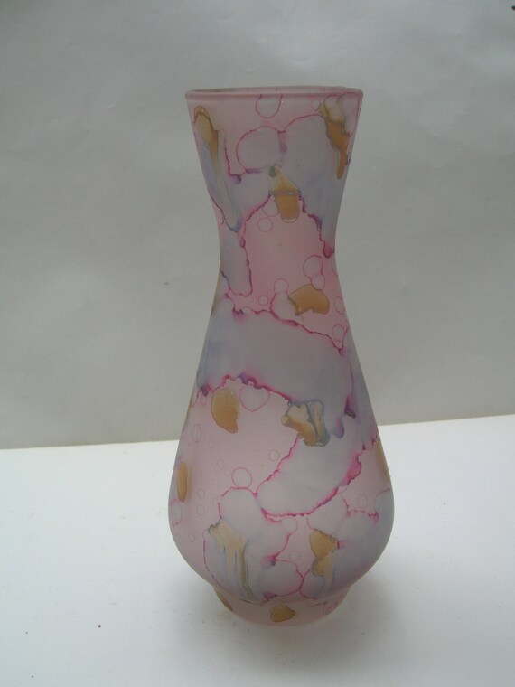 Vintage Frosted Glass Bud Vase Hand Painted by Ilanit of | Etsy