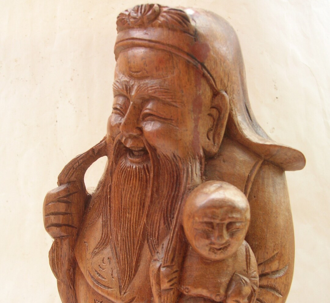 Vintage 9" Chinese Sage, Star God (sanxing), Fu, Fuxing, With Child in ...