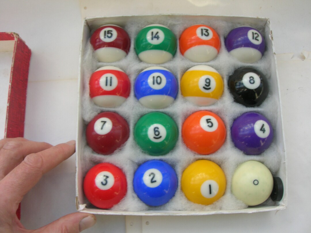 Vintage Set of 16 Billiard or Pool Balls (1 and 7/8 Inch Diameter) by ...