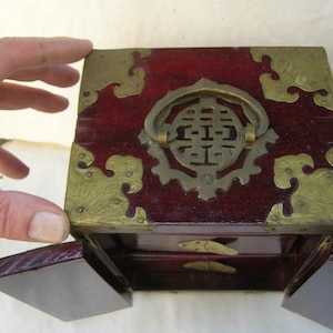 Vintage Chinese Jewelry Box With 3 Drawers, With Jade Panels and Ornate ...