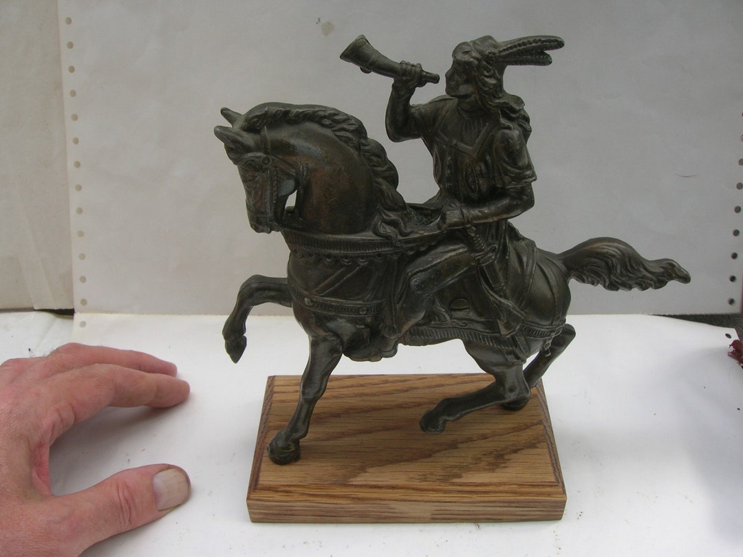 Medieval Hunter, Horseman, Herald With Horn. Vintage Metal Casting on ...