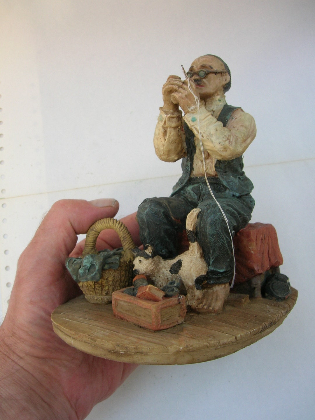 Vintage Resin Model of a Man Threading a Needle 15 Cm Tall - Etsy
