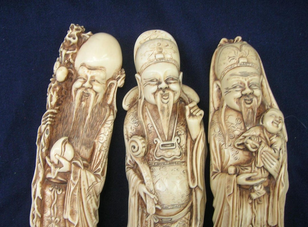 Large Set of Chinese Star Gods (sanxing) - Lu, Fu & Shou - Vintage ...