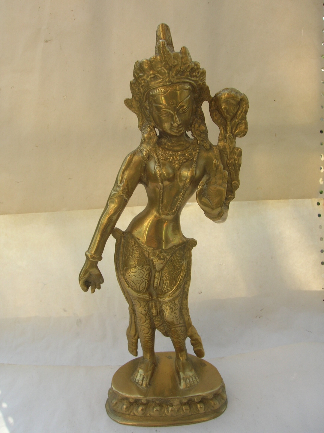 11" Standing Tara, Hindu Buddhist Goddess, Vintage Brass (29 Cm Tall ...