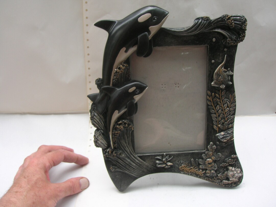 Vintage 'seaworld' Free-standing Photo-frame, Killer Whales, Resin ...