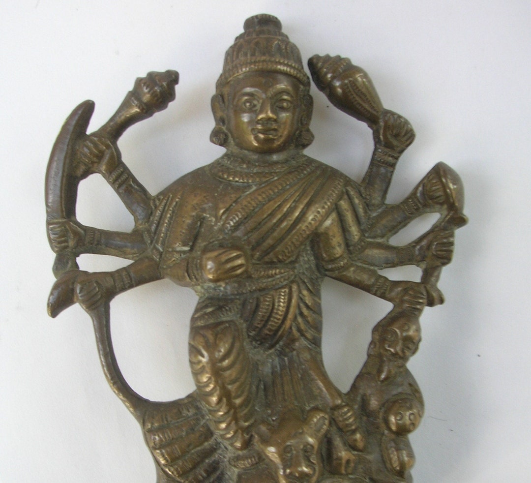 8-armed Durga, Indian Goddess, With Lion & Demon, Old Vintage or ...