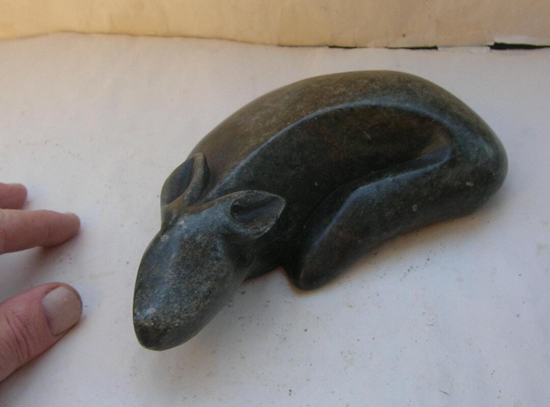 Vintage Cow Paperweight, Speckled Grey and Brown Hard-stone 19 X 10 X 6 ...