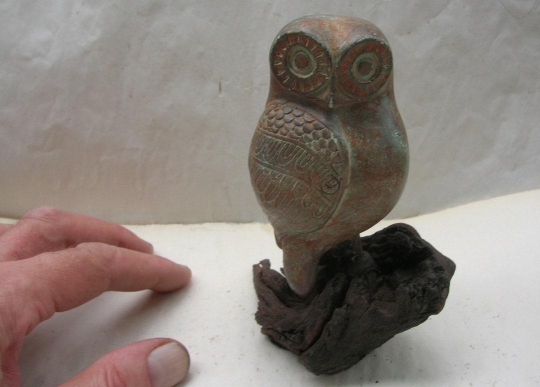 Vintage Chalk-ware Owl on Tree Stump (5" or 13 Cm Tall) - Etsy