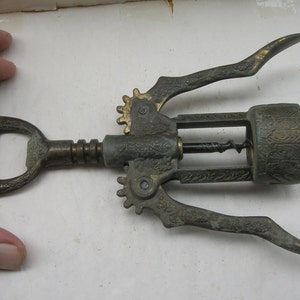 Antique Lever Corkscrew With Intricate Vine Decorations, Very Tarnished ...