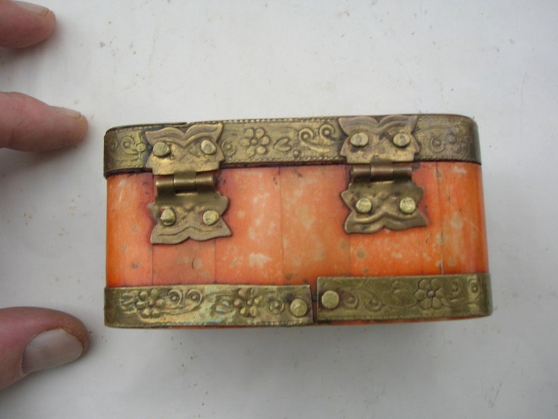 Small Trinket Box Made From Stained Bone Segments & Brass - Etsy