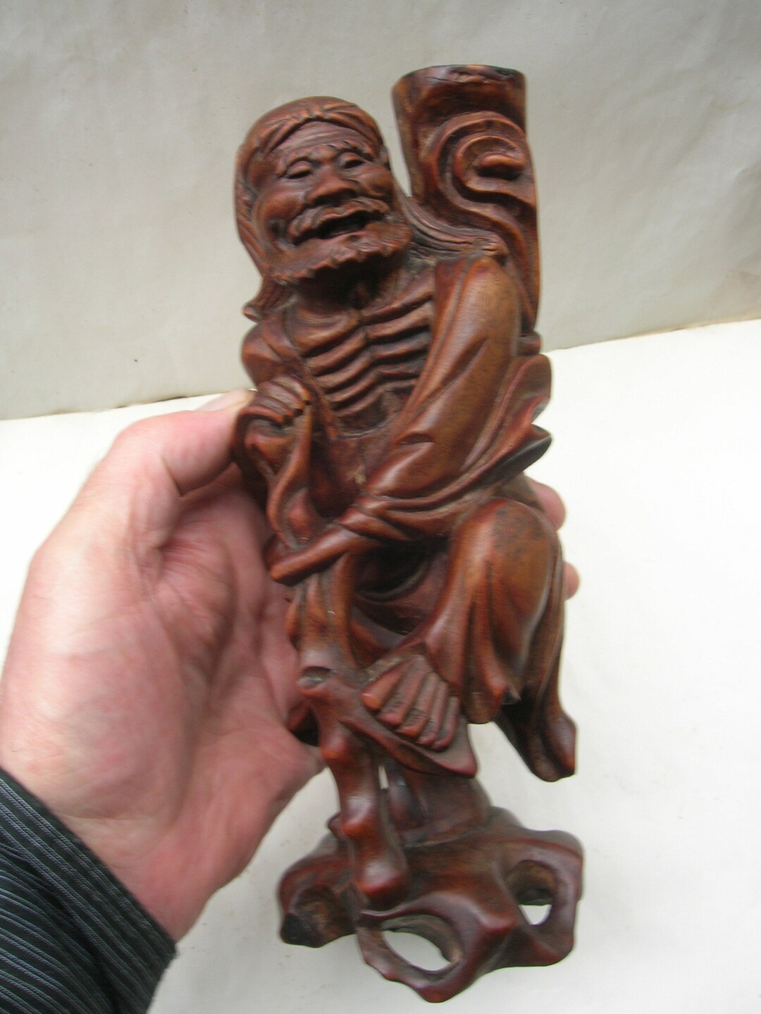Vintage Chinese Immortal - Li Tieguai - Hand Carved Wood (21 Cm Tall ...