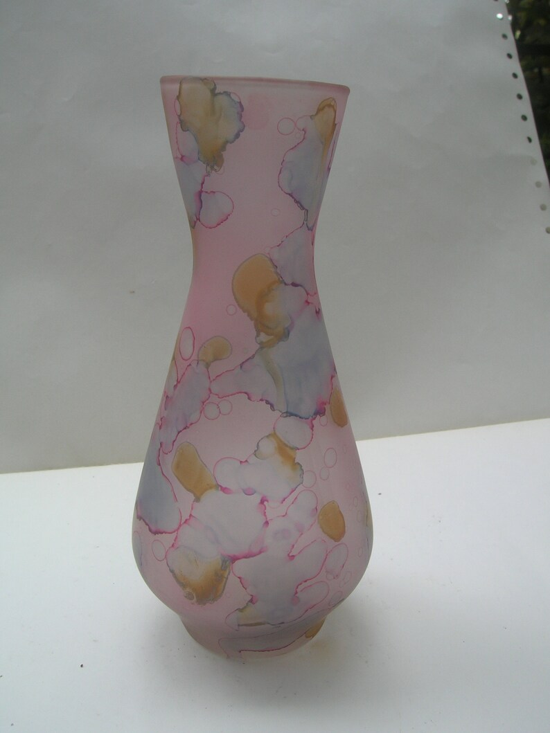 Vintage Frosted Glass Bud Vase Hand Painted by Ilanit of - Etsy
