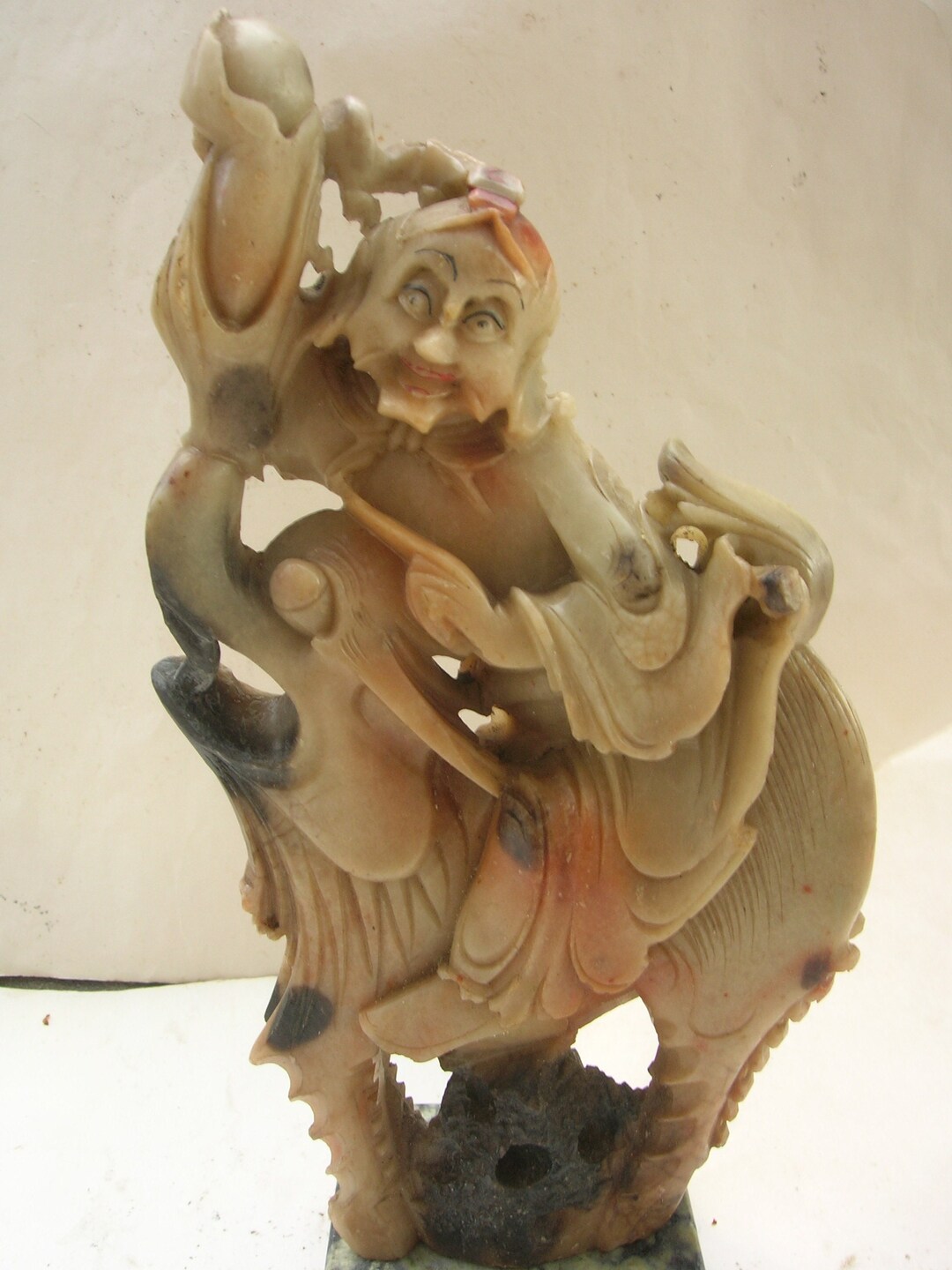 8 Lady Riding a Kilin, Qilin, Old Vintage Chinese Soapstone 19.5 Cm ...
