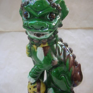 10 Antique 19th Century Green and Brown Foo Dog, Foo Lion, Chinese ...