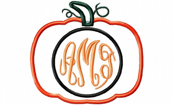 Monogram Pumpkin Applique Design Download 2 Designs in 2 | Etsy