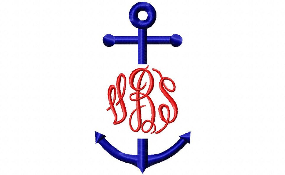 Split Skinny Monogram Anchor Embroidery Design Download 4x4 and 5x7 ...