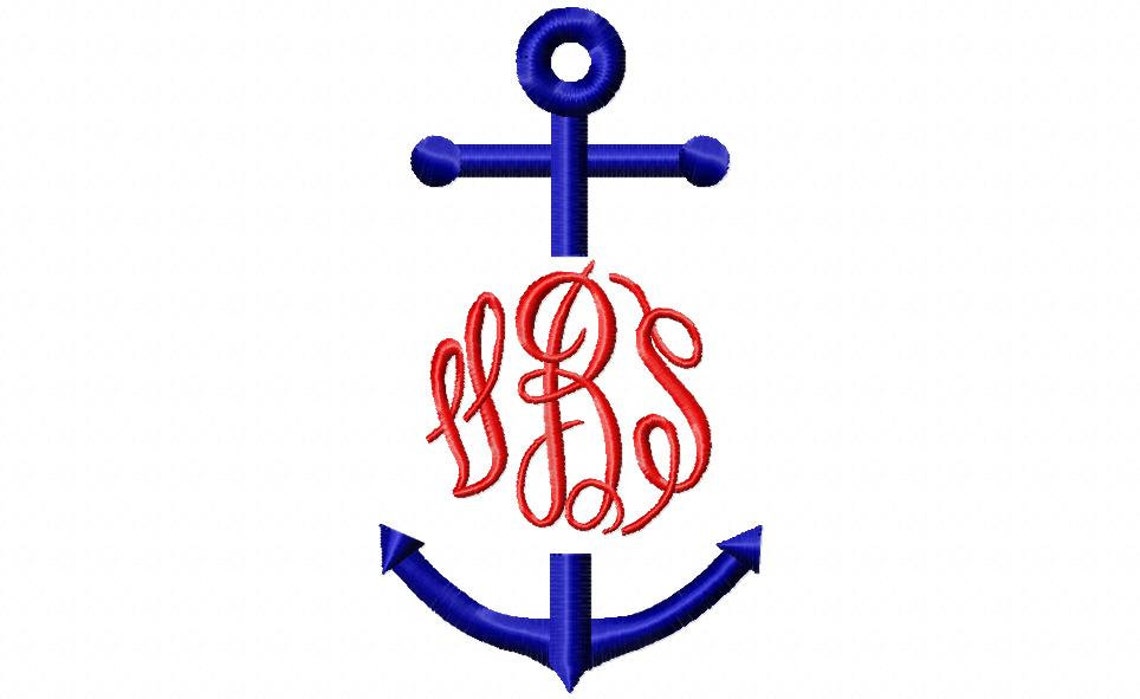 Split Skinny Monogram Anchor Embroidery Design Download 4x4 | Etsy