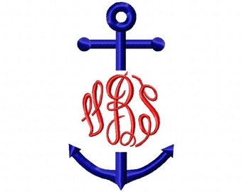 Split Monogram Anchor Embroidery Design Download 4x4 and 5x7 - Etsy
