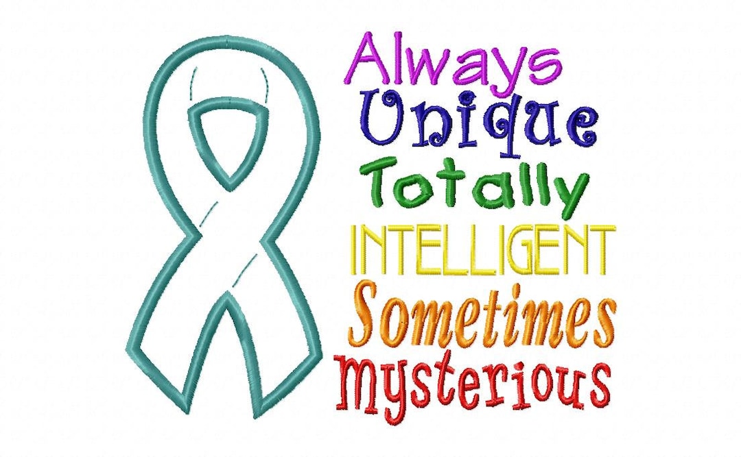 Autism Awareness Applique Ribbon Words Design 5x7 Hoop Size Download - Etsy