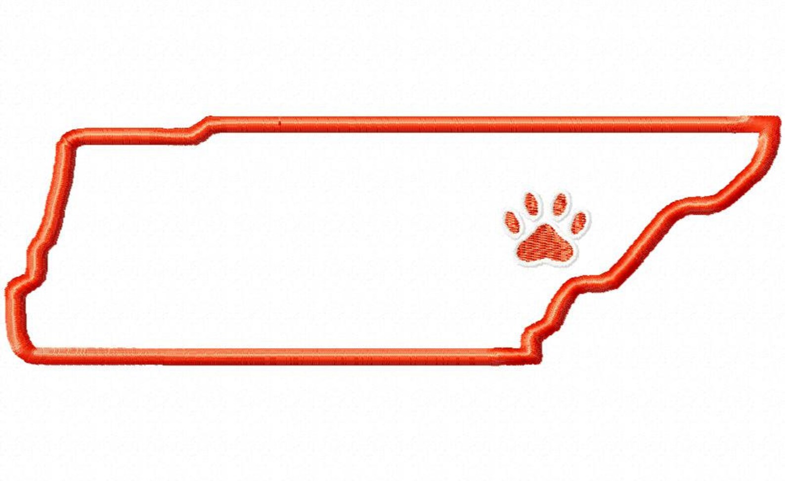 State of Tennessee Applique With Paw Print Embroidery Design - Etsy
