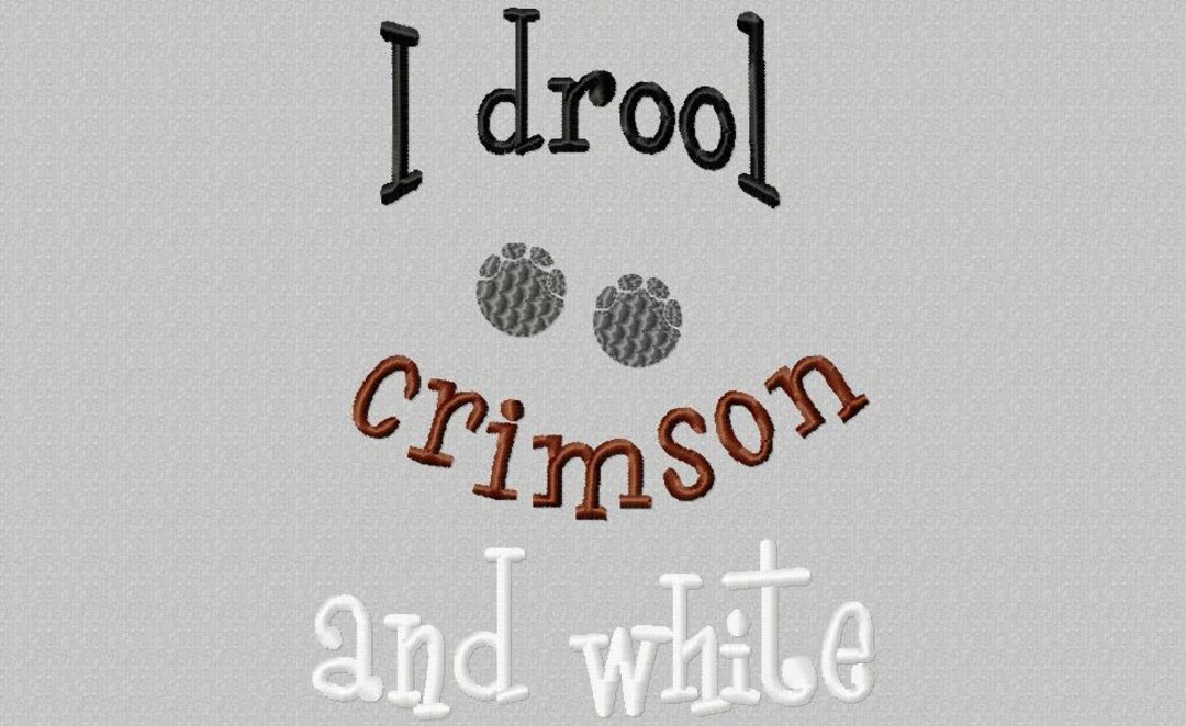 I Drool Crimson and White Elephant Print Design Download 5x7 Size Only ...