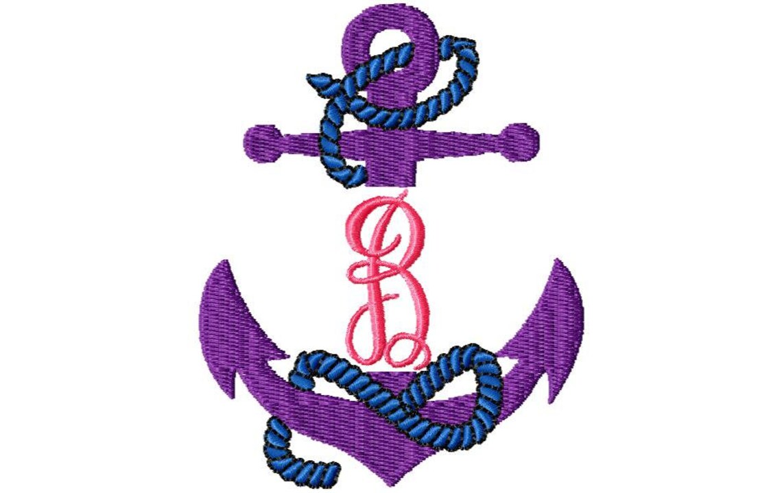 Fill Split Anchor Monogram With Rope Embroidery Design | Etsy