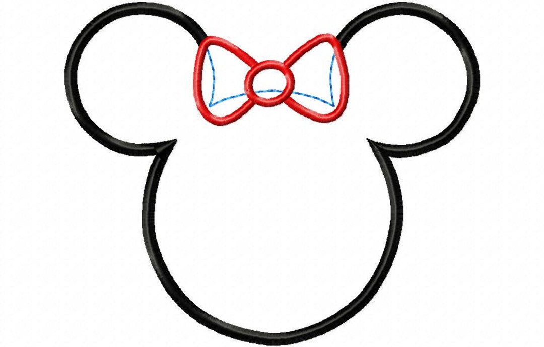 Girl Mouse Ears With Bow Applique Design Download - 4x4, 5x7, and 6x10 ...